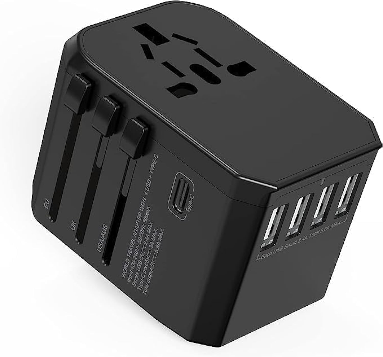 Universal Travel Adapter with 4 Ultra-Fast USB Port and 1 Ultra-Fast U ...